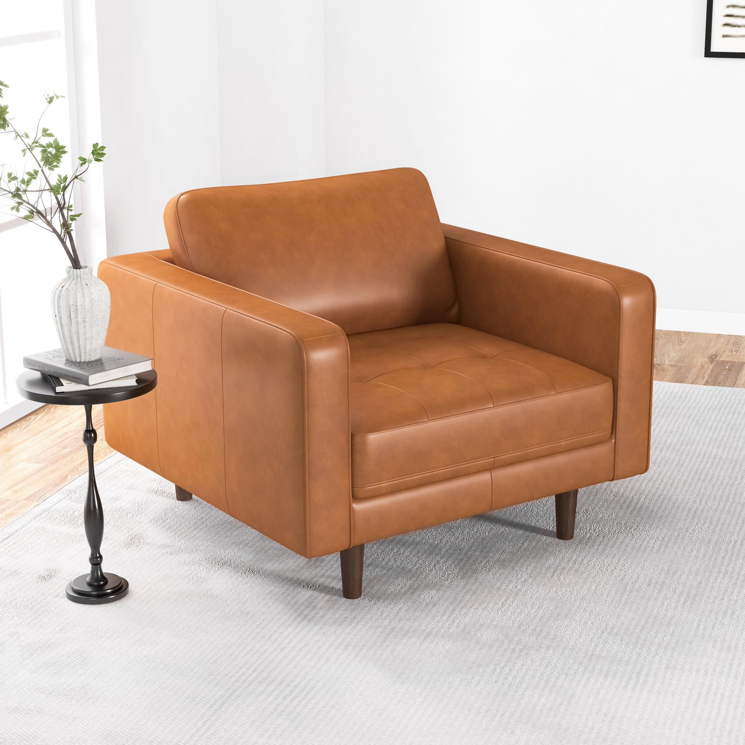Tatum Leather Lounge Chair | Tan – Village Home Furniture